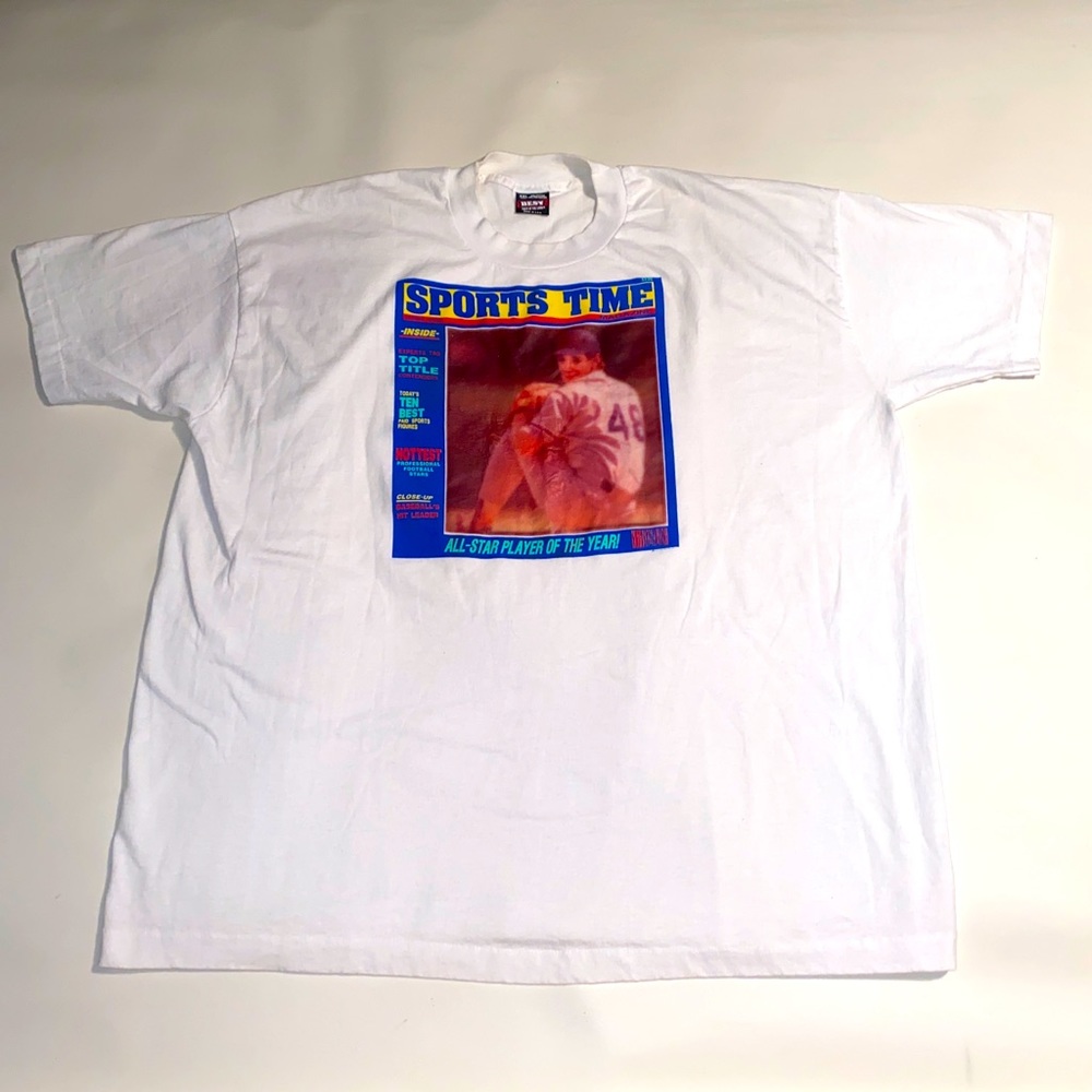 Vintage Sport Time Magazine Graphics Print T-Shirt - Gem